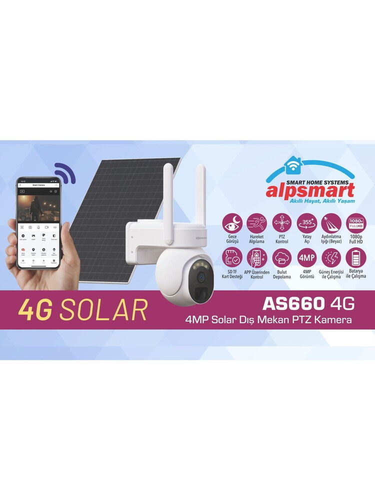 Alpsmart AS-660 4G 4Mp Solar Dış Mekan PTZ Kamera,Alpsmart AS-660 4G 4Mp Solar Dış Mekan PTZ Kamera,